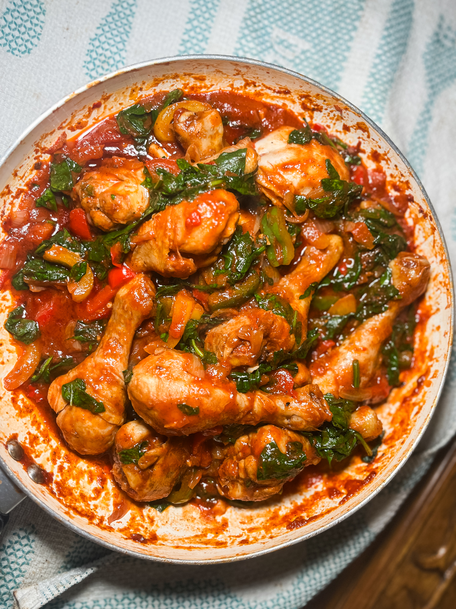 Spinach and Bell pepper chicken stir Fry Stew
